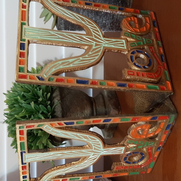 Isreal | Other | Brass Bookends Mcm Made In Isreal Love Cactus Mosaic ...